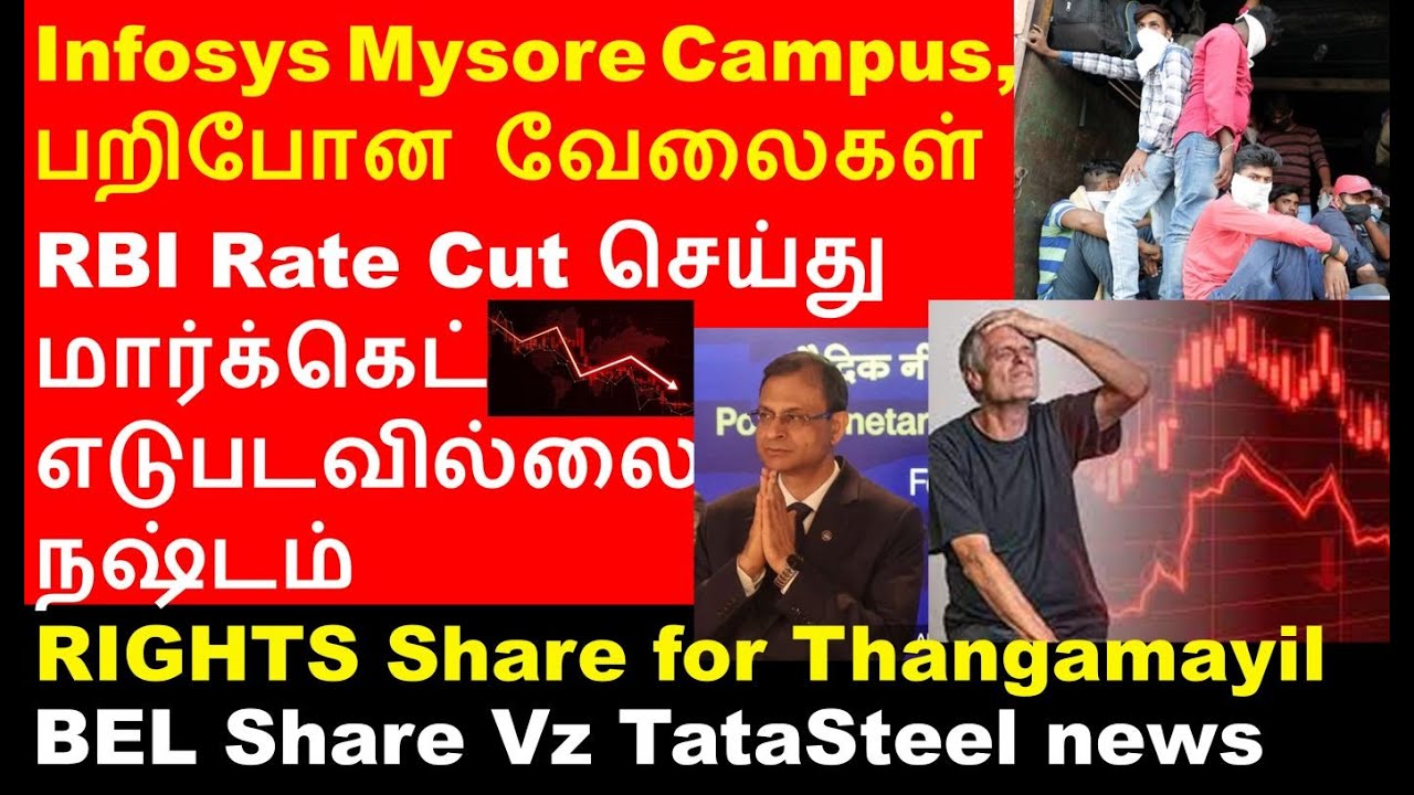 RBI cuts rate but market falls. Infosys layoff mysore, NCC share BEL ...