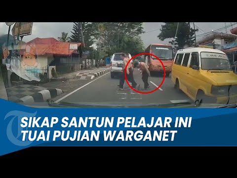 TUAI PUJIAN! Sikap Santun Pelajar Pramuka ke Pengendara Mobil saat Nyebrang