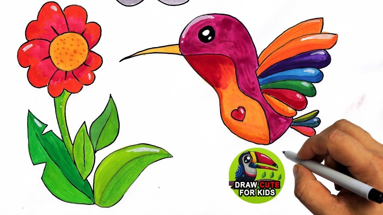 How To Draw A CUTE HUMMINGBIRD - YouTube
