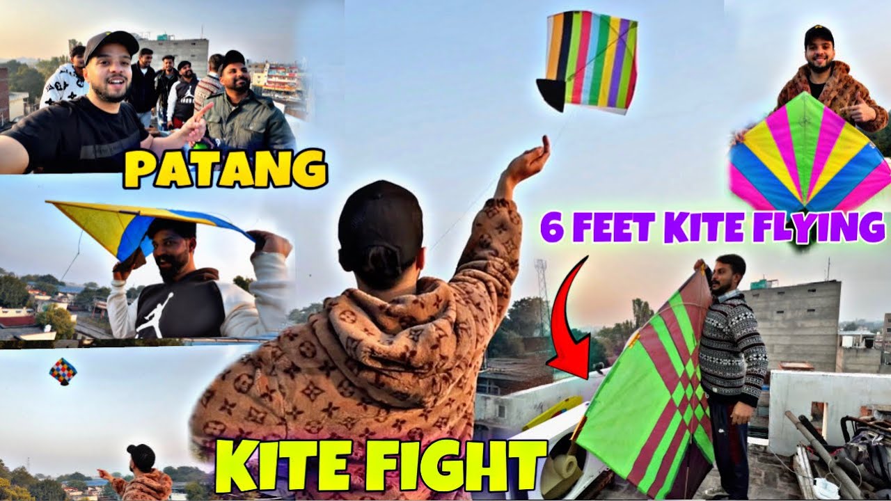 6 Feet Kite Flying with Friends | Kite Fight | Patang , Gattu , Manjha ...
