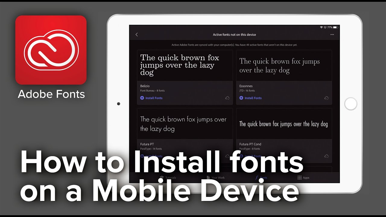 Adobe Fonts for Mobile Device - YouTube