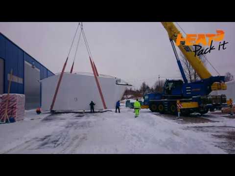 Installing prefab shrink wrap bag for modular houses modules - YouTube