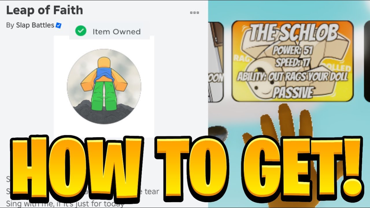 How To Get The SCHLOB GLOVE + LEAP OF FAITH BADGE! Roblox Slap Battles ...