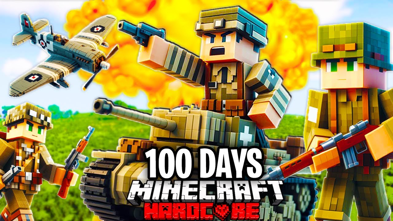 I Survived 100 Days in a WAR in Minecraft Hardcore! - YouTube