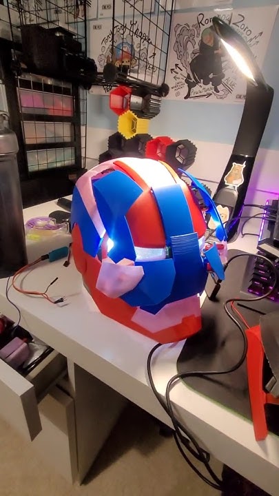 3d printed Iron MAN Helmet MK5 #ironman #marvel #ironmanhelmet #arduino #programming - YouTube