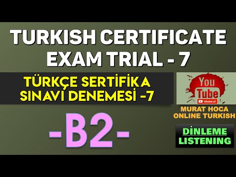 B2 TÖMER - TYS Türkçe Sertifika Sınavı Denemesi 7 - Contact For Turkish Lesson - B2 Turkish Exam