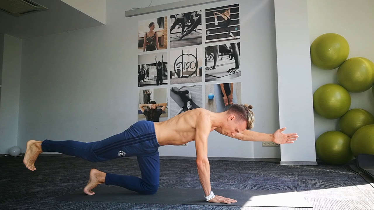 Modification of Pilates exercises Swimming on four point kneeling and ...