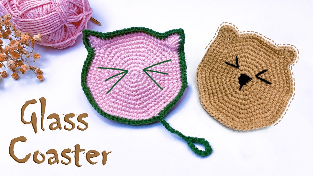 Easy Crochet Glass Coasters Tutorial Compilation | Bear Coaster | Cat ...