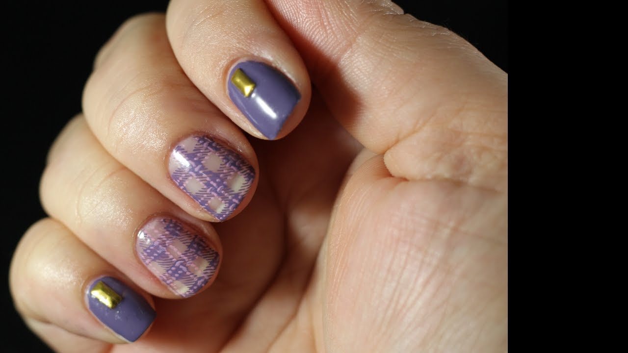 Negative Space Plaid Nail Tutorial with Born Pretty Plate BPL-041 - YouTube