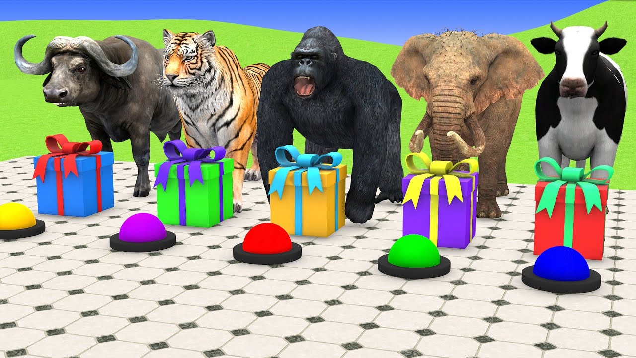 5 Giant Duck Paint Animal Cartoon Tiger, Minion, Buffalo, Fountain ...
