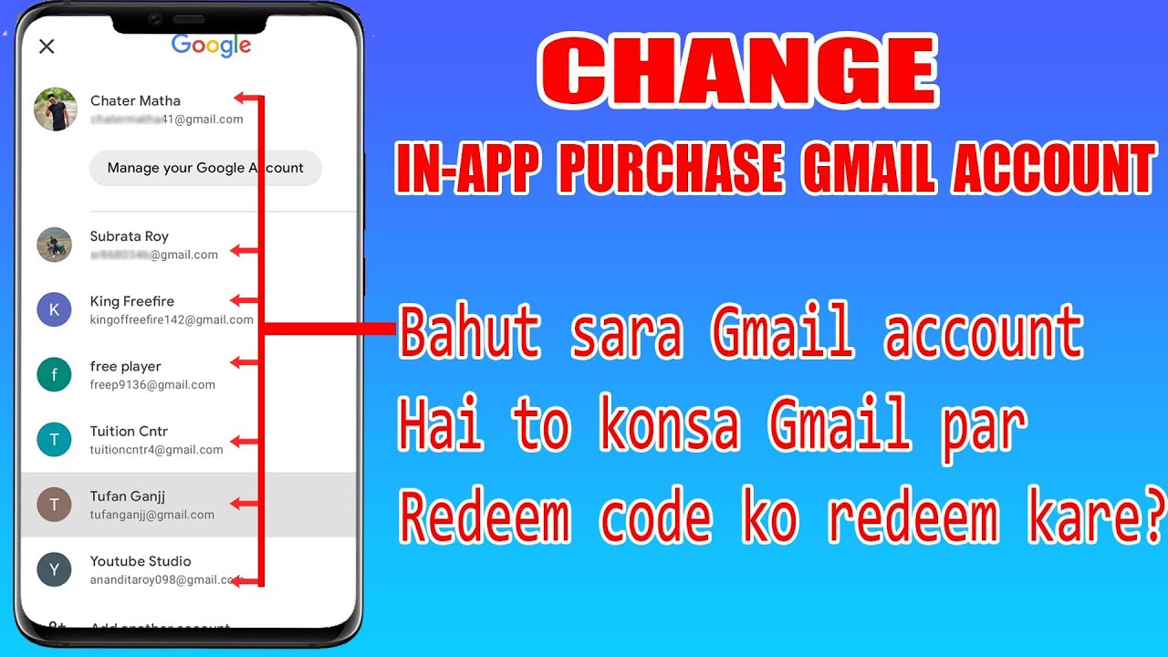 How to change Free Fire in-app purchases Gmail account || How to Redeem ...