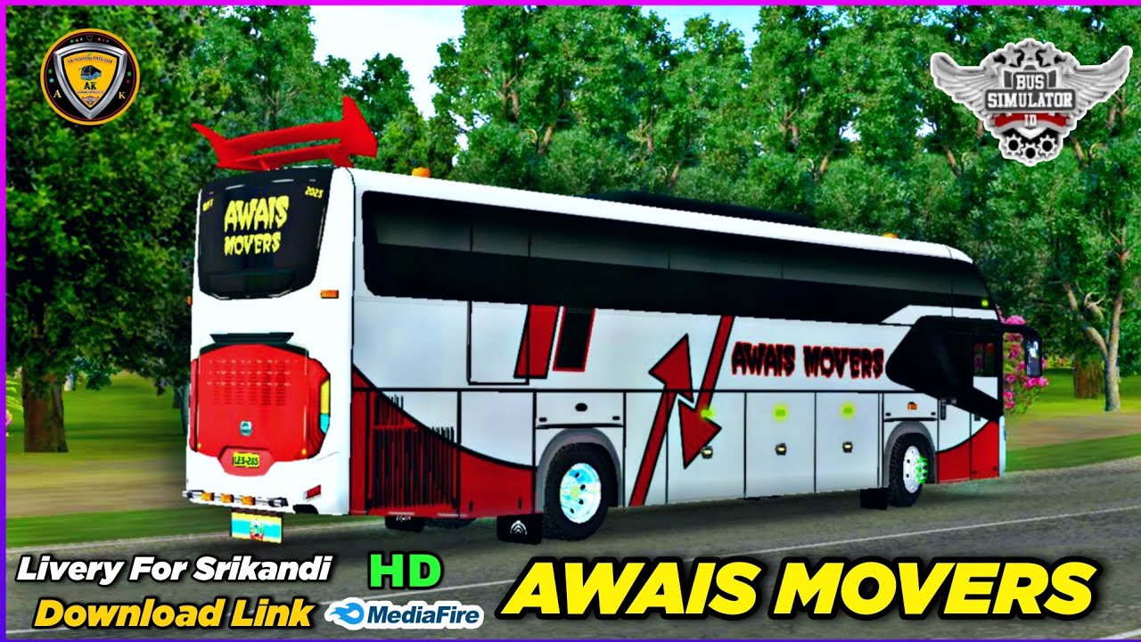 New AWAIS Movers 4K Ultra HD Livery For Srikandi Bus ! Bussid HD Skin ...