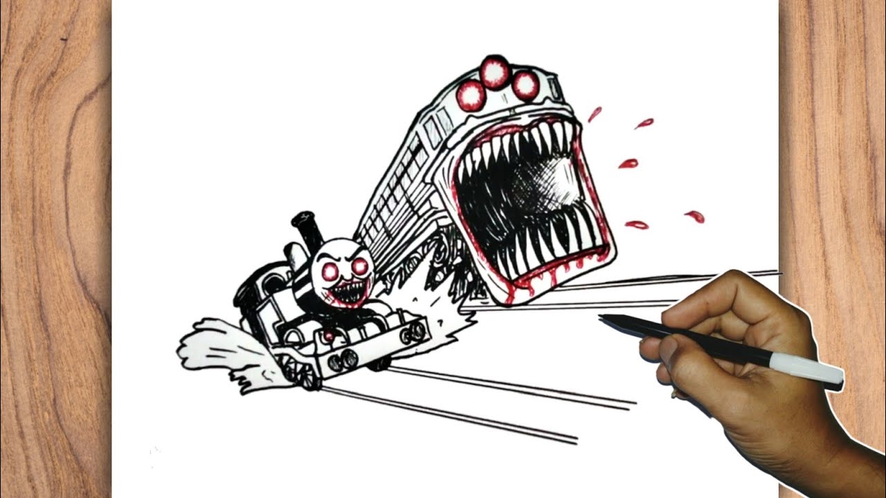 How to Draw Cursed Thomas VS Cursed Train - When the Tracks Become a ...