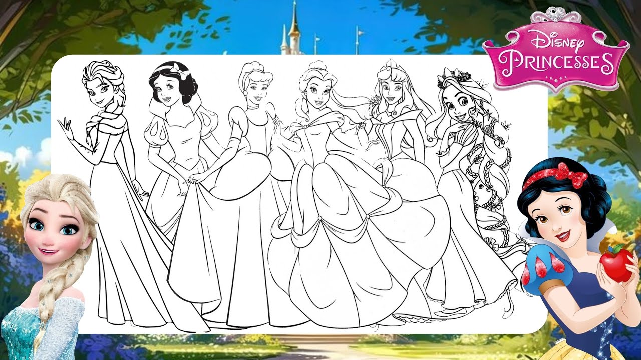 Magical Disney Princess Coloring | Elsa, Snow White, Cinderella ...