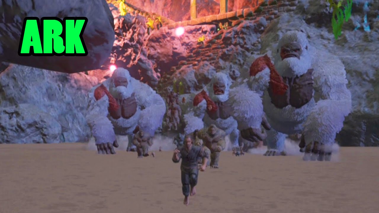 ARK Survival Evolved - NPC Bush People & Alpha Trex vs 3 Megapithecus ...