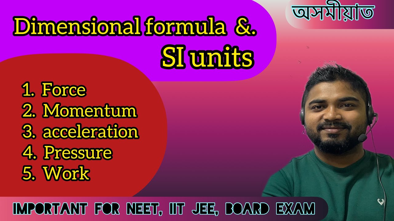 Dimensional formula and SI units of force, momentum, pressure, work, acceleration | physics ...