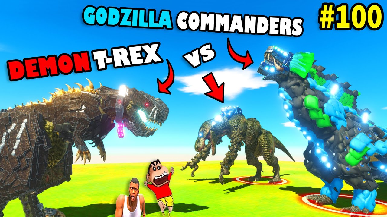 DEMON T-REX TRAPPED BY 3 GODZILLA COMMANDERS vs DINO CASTLE HAMID-T ...
