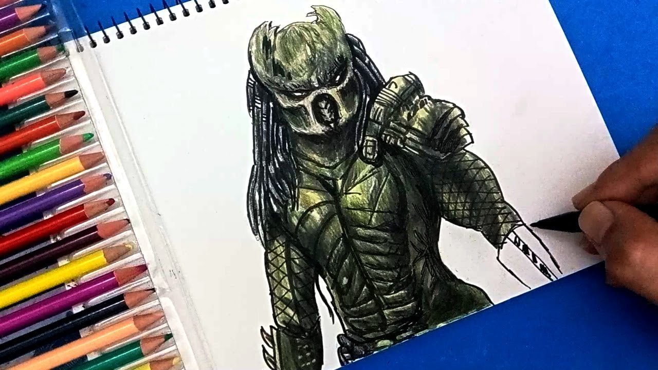 Colored pencils Drawing Predator/how to draw - YouTube