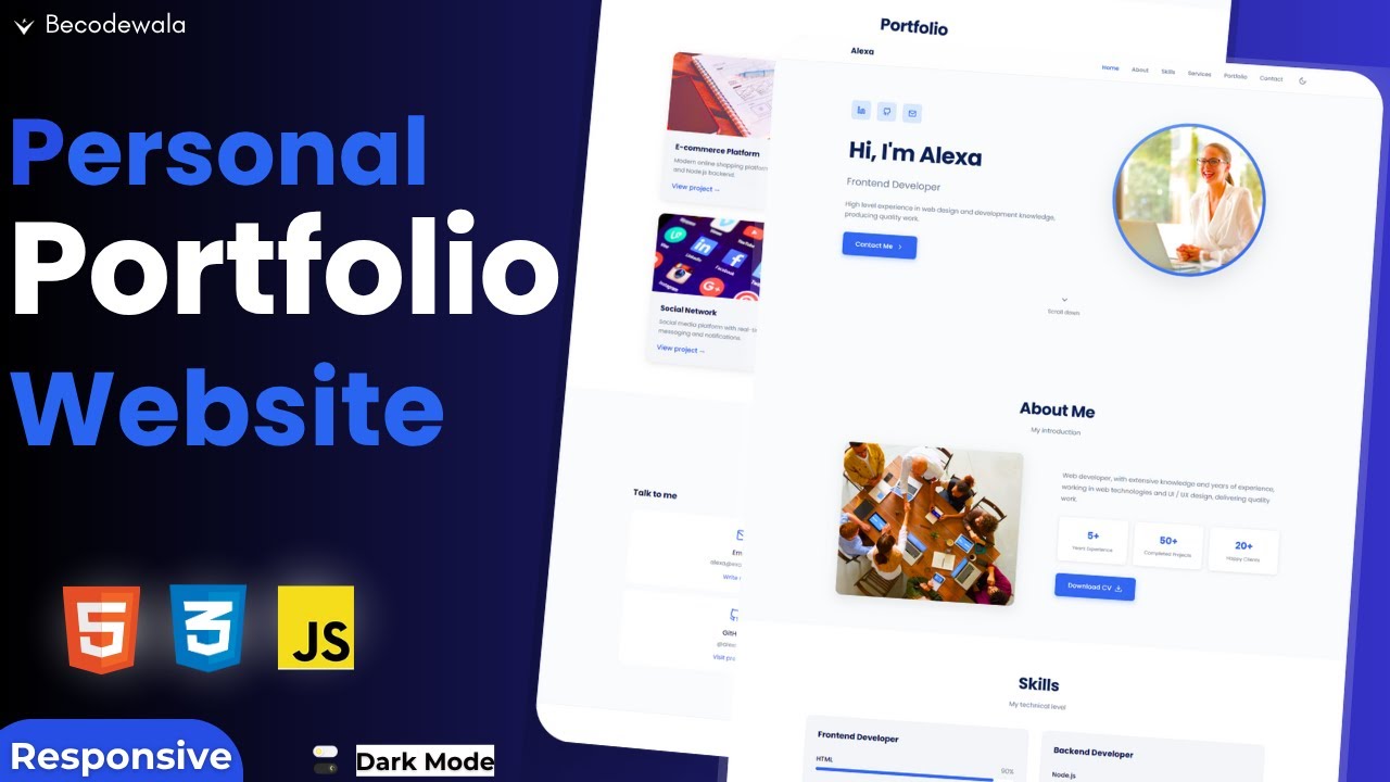 How To Make A Portfolio Website Using HTML CSS JS | Complete Responsive ...