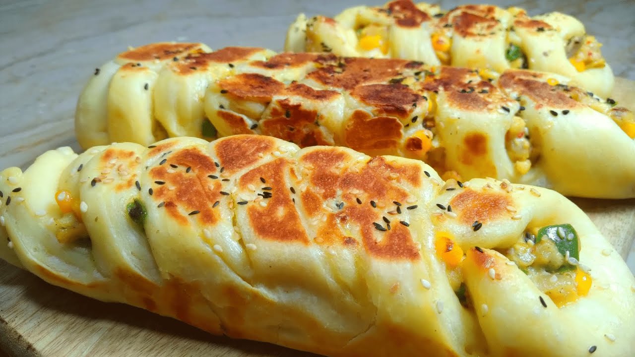 [One Pan] Chicken Bread without Oven : Soft Crispy Creamy Stuffed ...