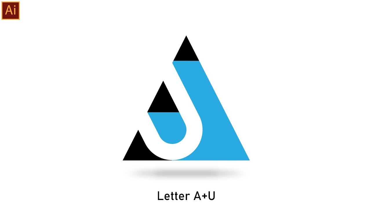 Illustrator Tutorial || How To Make Letter AU Logo Design || Letter ...