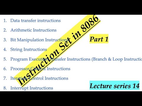 Instruction Set in 8086 (Advanced Micro Processor Lecture Series 14 ...