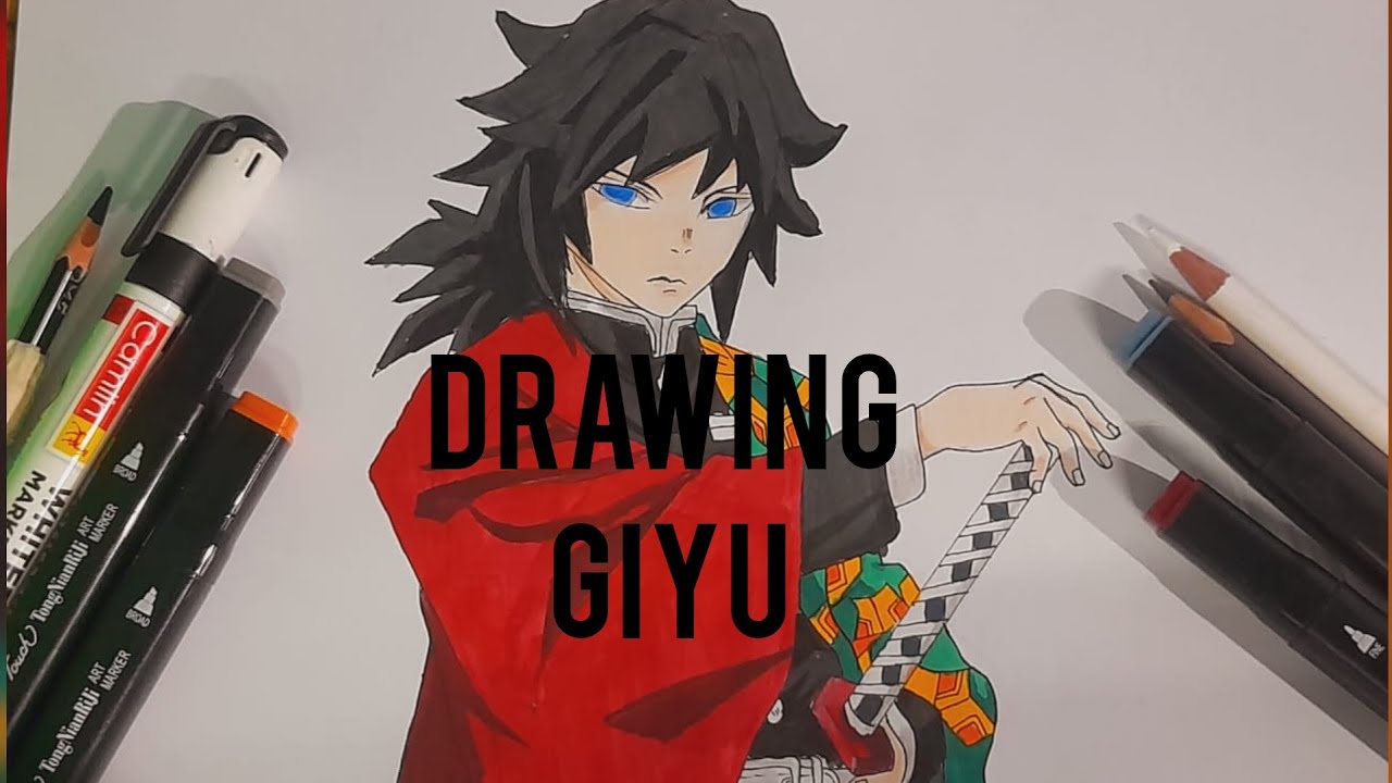 drawing giyu water hashira from demon slayer - YouTube