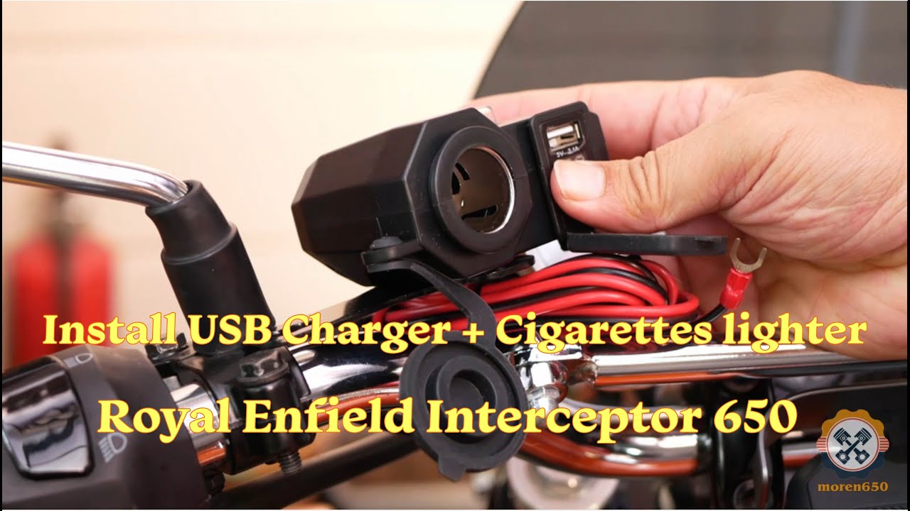 Install USB + Cigarettes Lighter Royal Enfield Interceptor 650 - YouTube