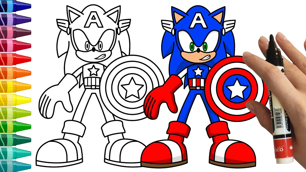 How To Draw Sonic With Captain America Body - YouTube