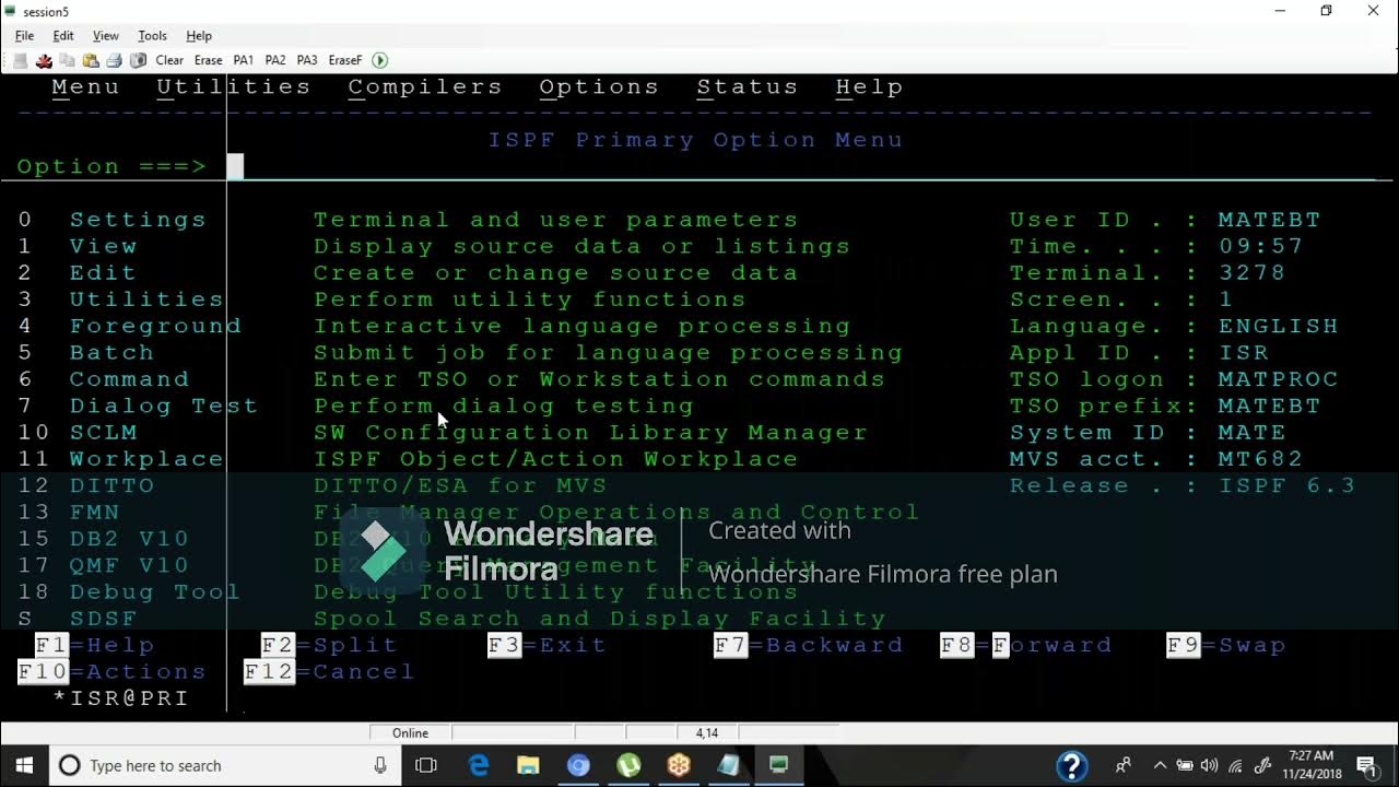 Mainframe Training - ISPF Menu - Class 1 - YouTube