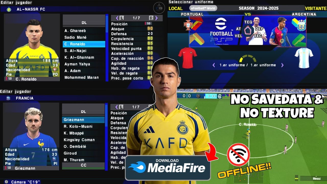 EFOOTBALL PES 2025 PPSSPP NO SAVEDATA & TEXTURE Full Update Transfers ...