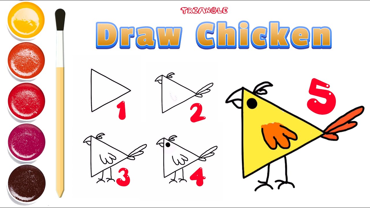 How to draw a chicken using simple shapes - Doodle Pad - YouTube