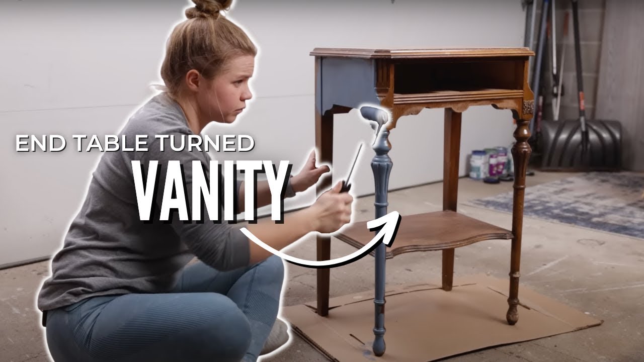 I turned a thrifted End Table into my own Bathroom Vanity - YouTube