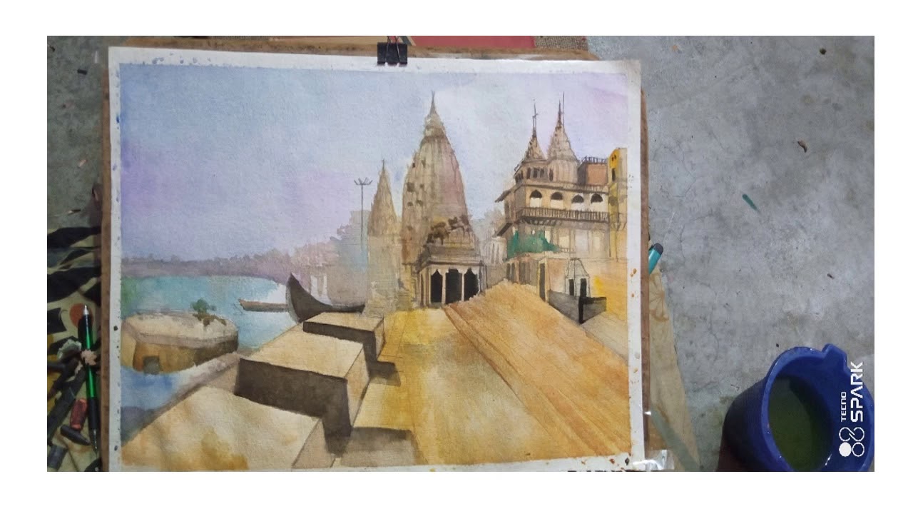 BANARAS GHAT Watercolor painting - YouTube