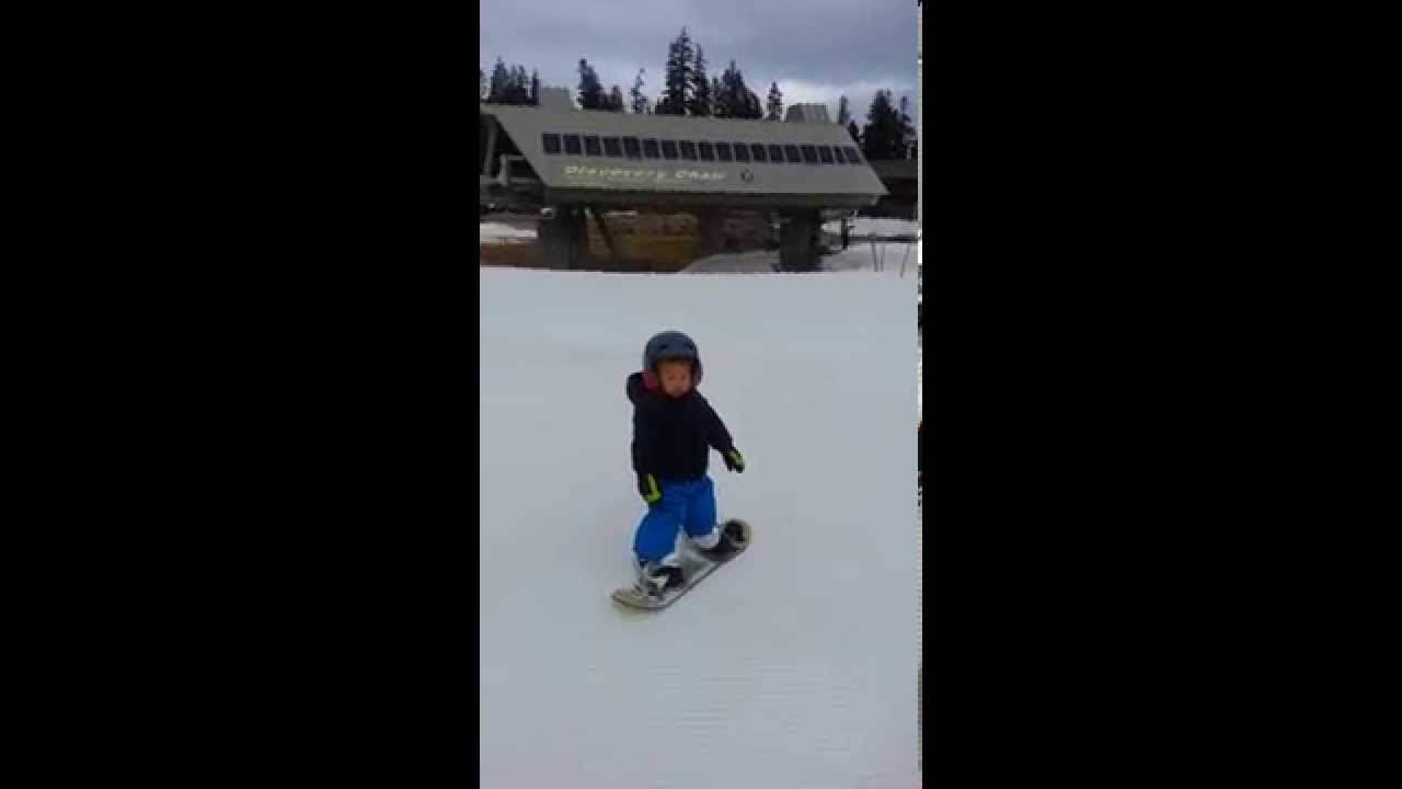 21 month old baby snowboarding @ mammoth mountain DAY 3 - YouTube