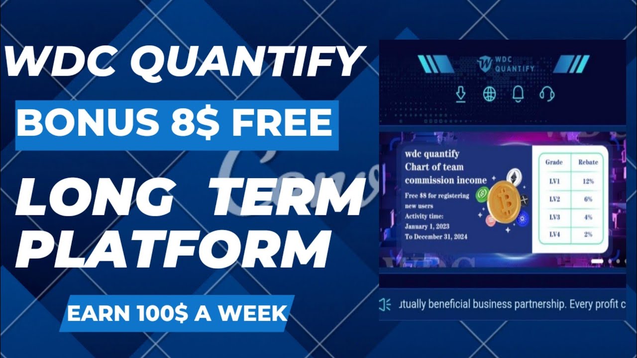 wdc quantify earning app sign up bonus 8$ | Live deposite | How to work | How to withdraw Video ...