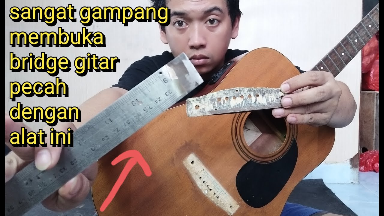 terlalu gampang membuka bridge gitar retak pecah dengan alat ini ...