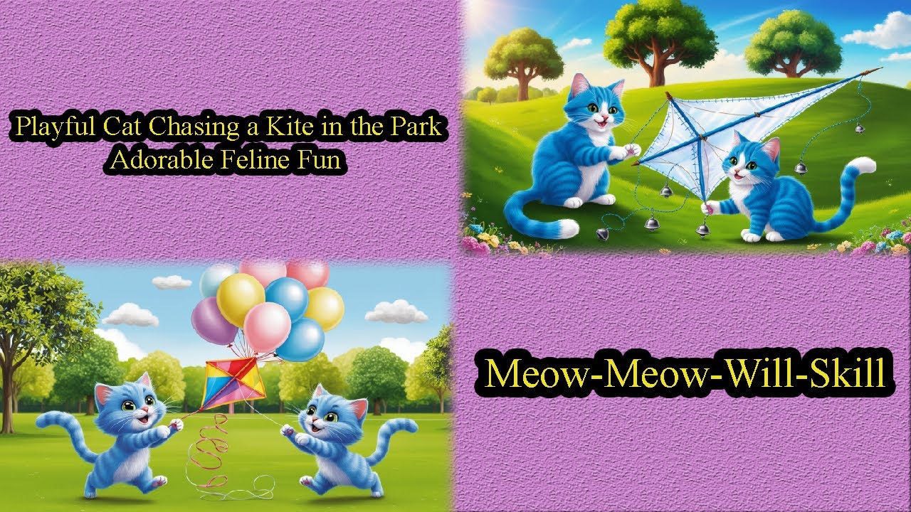 "Playful Cat Chasing a Kite in the Park 🐾🎈 | Adorable Feline Fun!"#cat ...