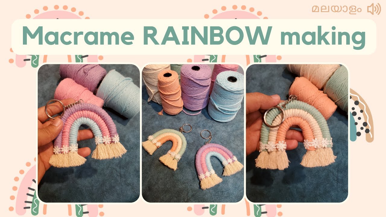 മാക്രമേ റെയ്‌ൻബൊ കീചെയ്ൻ 🌈 EASY MACRAME RAINBOW KEY CHAIN | HOW TO MAKE MACRAME KEY CHAIN ...