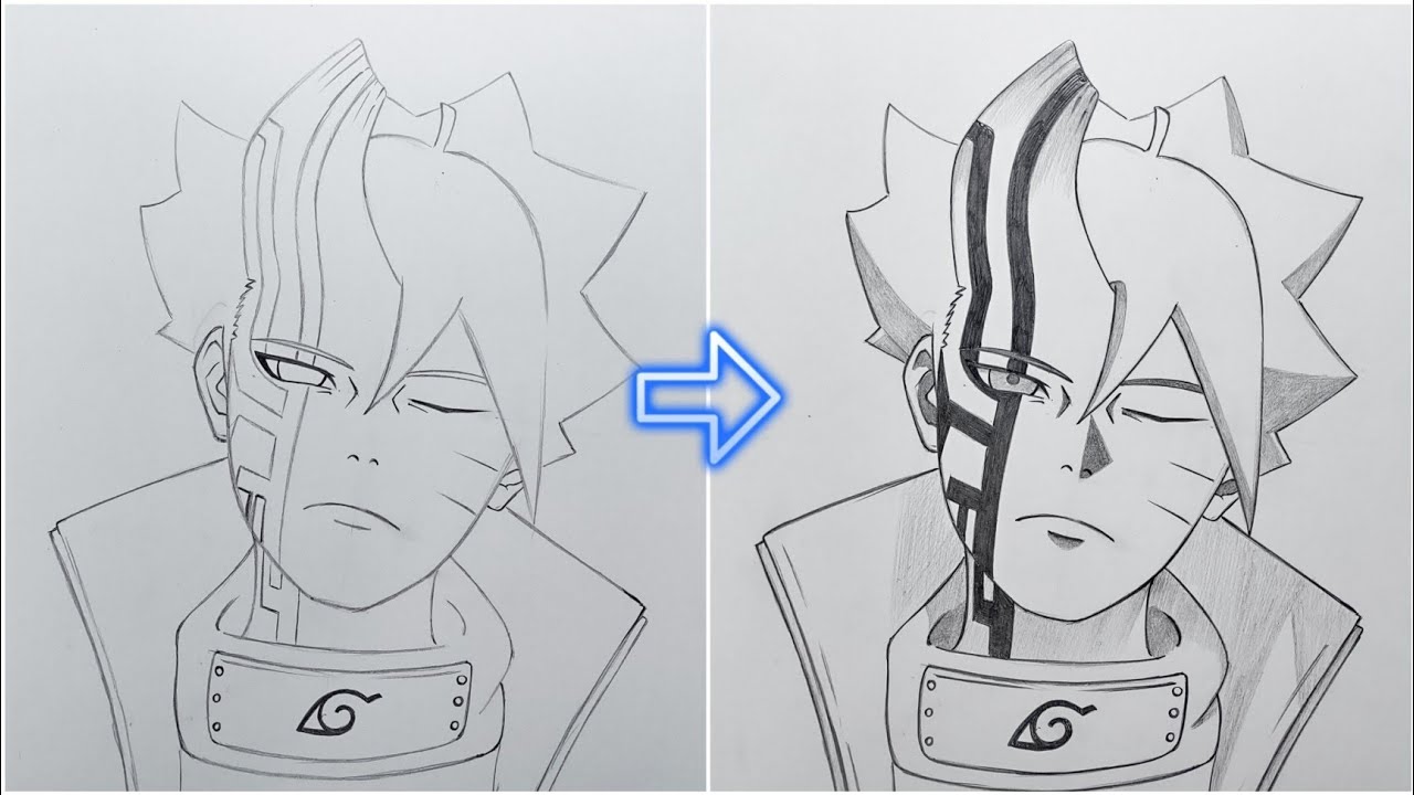 how to draw Boruto Otsutsuki Mode step by step [ Naruto ] - YouTube