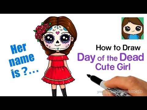 How to Draw Day of the Dead Cute Girl