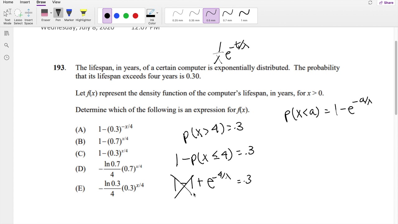 SOA Exam P Question 193 | Exponential Distribution - YouTube