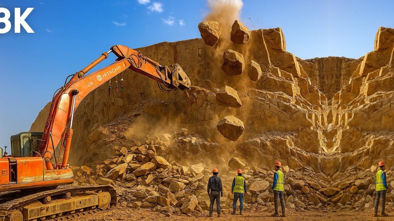 "Massive Rock Break with Excavator: Excavator's Power and Precision in ...