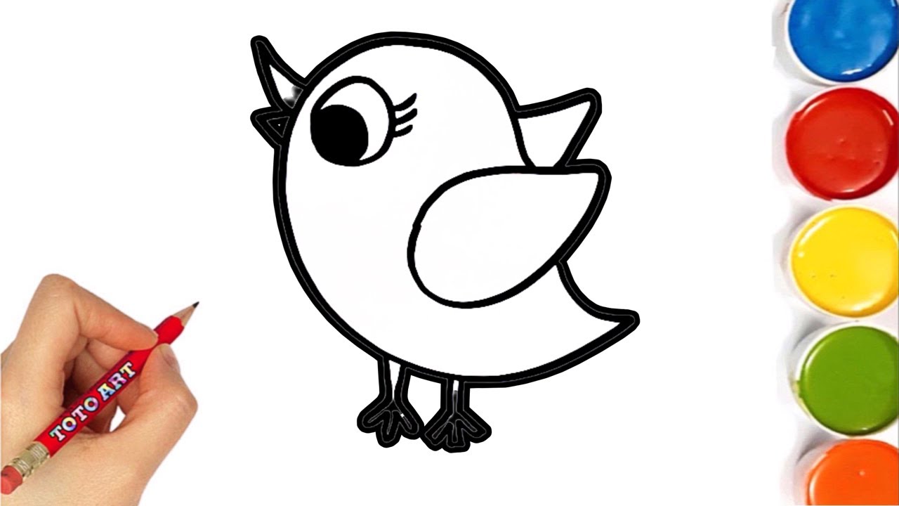 How to draw Crying Bird -Colouring for Kids & Toddlers |Draw, Paint and ...