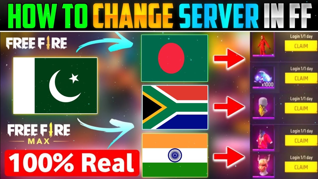 How To Change Server In Free Fire | Free Fire Mein Server Kaise Change ...