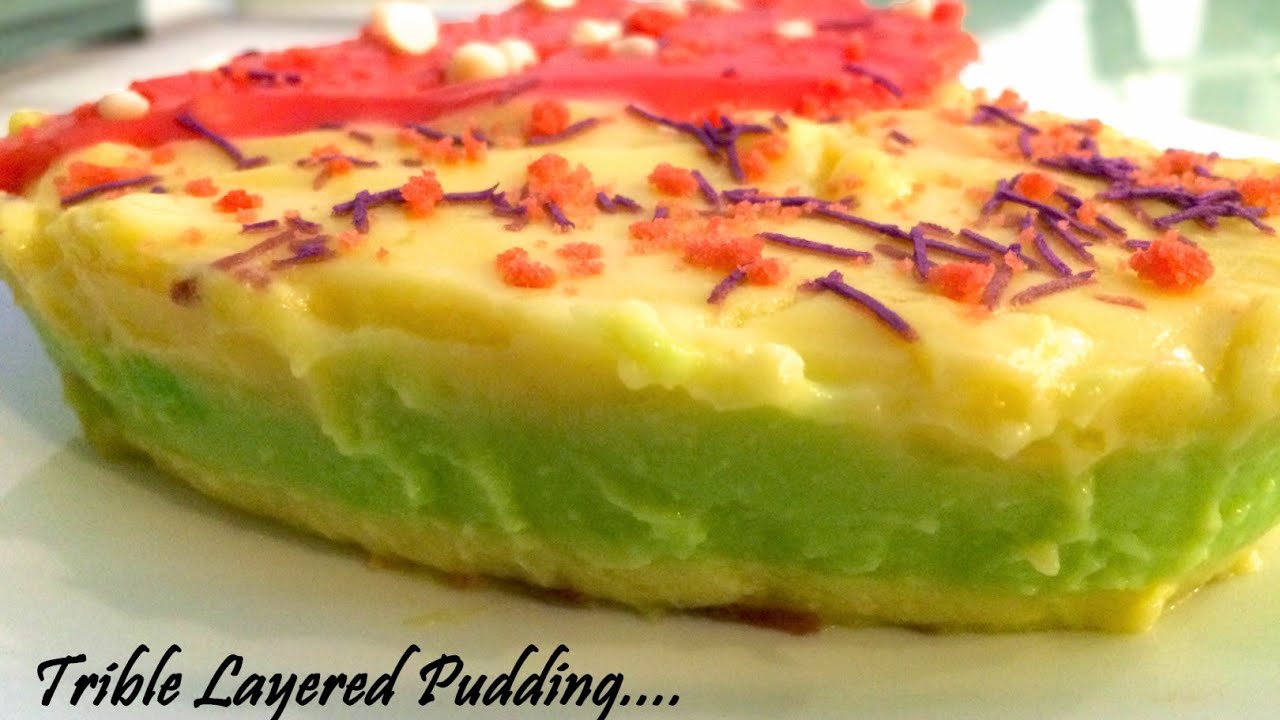 Triple layer custard pudding - YouTube