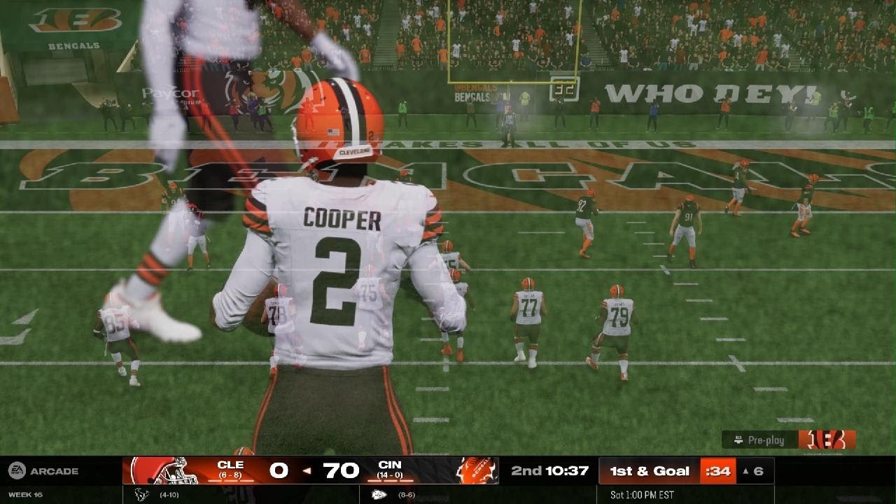 Madden NFL 25 cle vs cin HC franchise 2nd quarter wk16 y1 - YouTube
