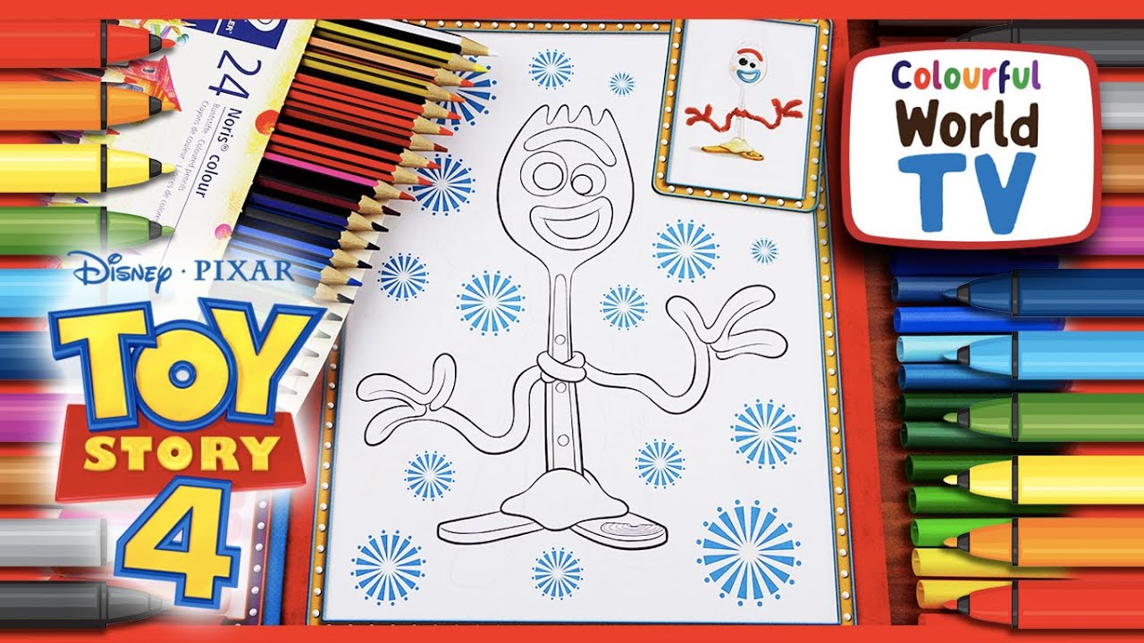 Coloring Disney Toy Story 4 Forky Fun Colouring Book Page Kids Crayola ...