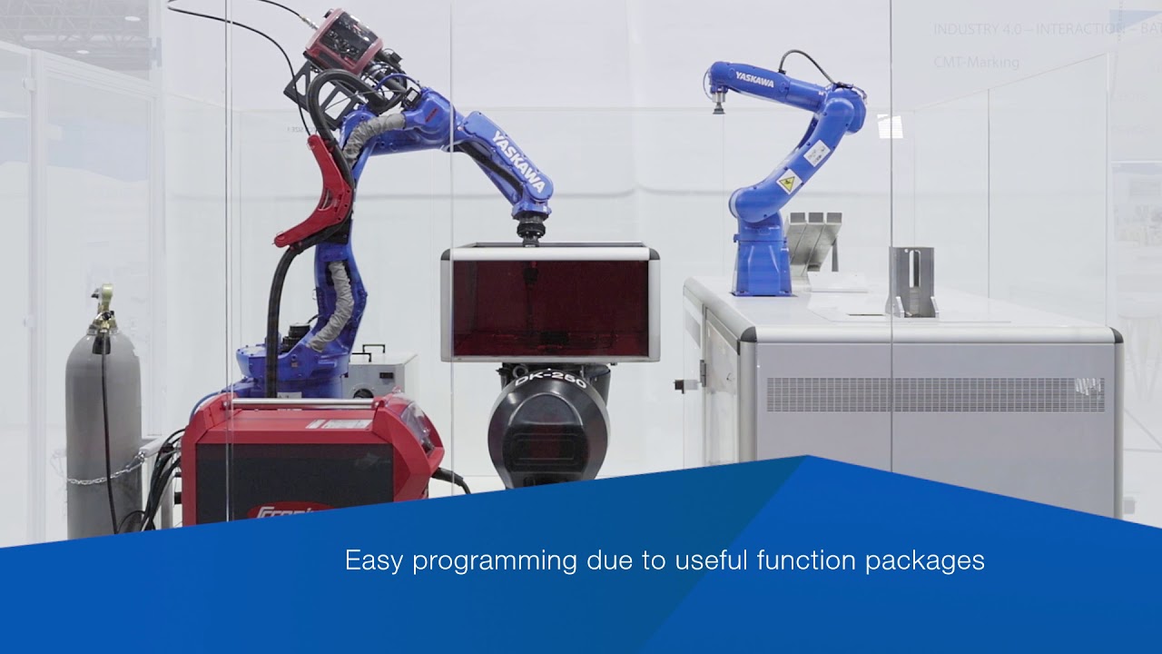 YASKAWA CMT Marking Cell with MOTOMAN MA1440 and GP7 robot - YouTube