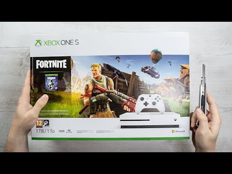 Xbox ONE S - FORTNITE Console Unboxing + EON SKIN BUNDLE
